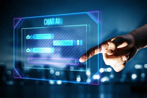 Premium Photo A Person Interacts With A Futuristic Ai Chat Interface Against A Blurred