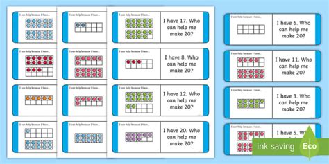 Partitioning 20 With Ten Frames Loop Cards Twinkl