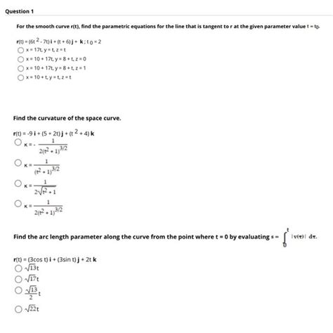 Solved For The Smooth Curve Rt Find The Parametric