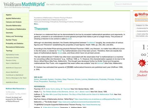 Wolfram Mathworld Theorem Handout For 9th 10th Grade Lesson Planet