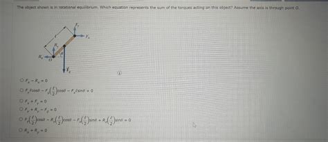solved the object shown is in rotational equilibrium which