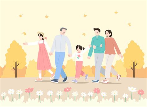과가족 산책하고 있는 가족 벡터 일러스트 유토이미지 상세페이지 베이직샵 일러스트 21978469