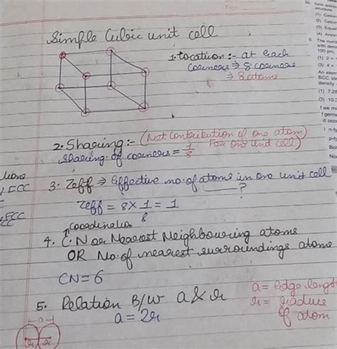 simple cubic unit cell cotuion at bech cosens ⇒8 coseneas filo