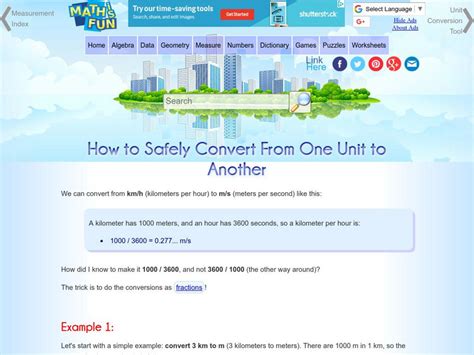Math Is Fun How To Safely Convert From One Unit To Another Activity