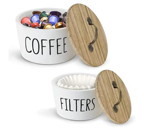 White Coffee Filter Holder Coffee Filter Storage Container Basket Round