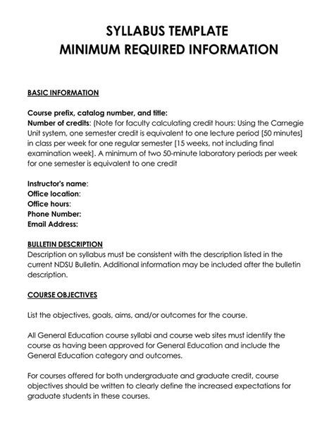 35 Free Course Syllabus Templates Editable Word Pdf
