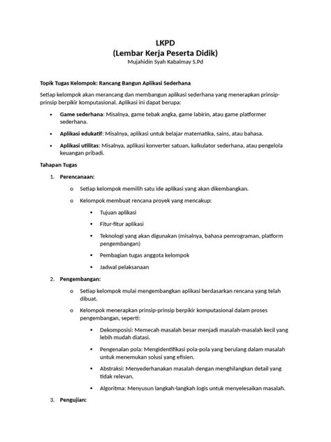 Lkpd Informatika Kelas Xi Pdf