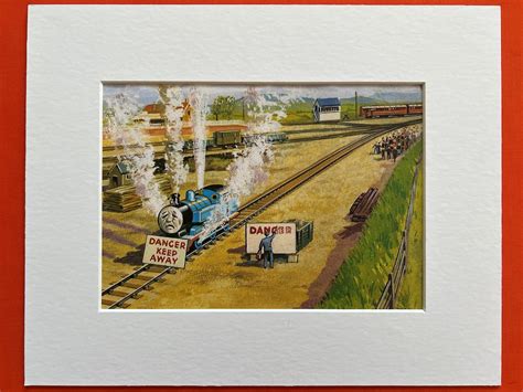Thomas The Tank Engine Signalman Mounted Print Nursery Rescued Book