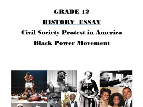 Grade 12 History Essay Black Power Movement USA Teaching Resources
