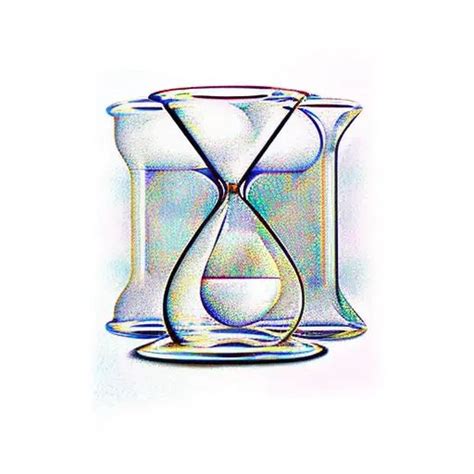 An Hourglass Sitting On Top Of A Table Next To A Glass Vase Filled With Water