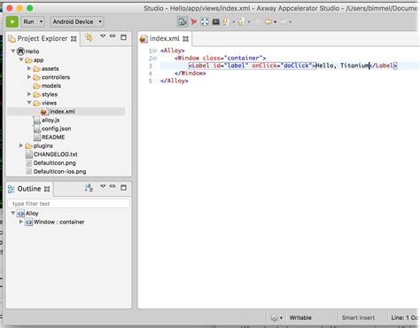 Titanium App Templates Hello Titanium App Tutorial Appcelerator Platform Williamson