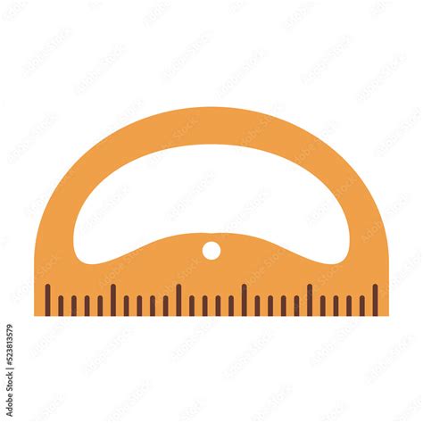 Wooden Protractor Ruler Tilt Angle Meter Vector Flat Illustration Scale Measuring Ruler