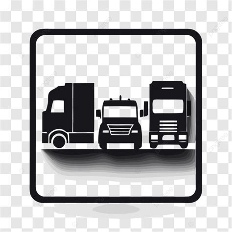 흰색 배경에 세 개의 흑백 트럭 아이콘 벡터 흰색 바탕에 차량의 단순한 검은색 아이콘 그림자 없음 작은 프레임 중앙 Png 일러스트 및 벡터 에 대한 무료 다운로드