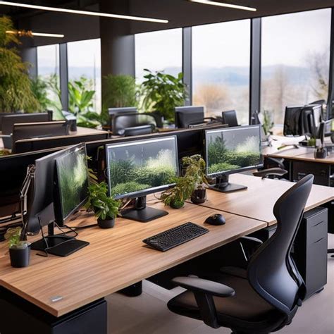 Innovative Workplace Layout With Ergonomic Desks And Top Of The Line