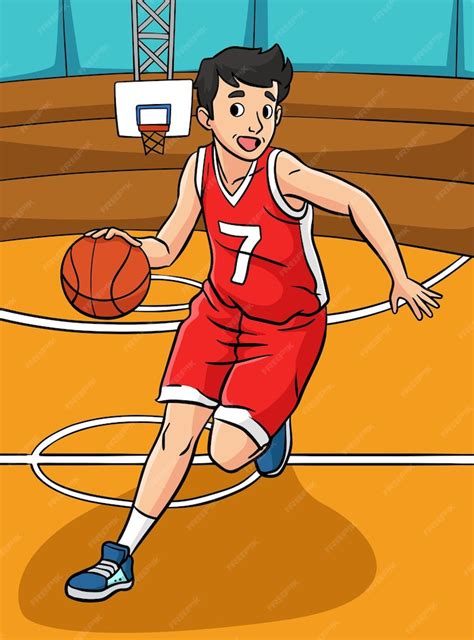 Premium Vector Basketball Sports Colored Cartoon Illustration