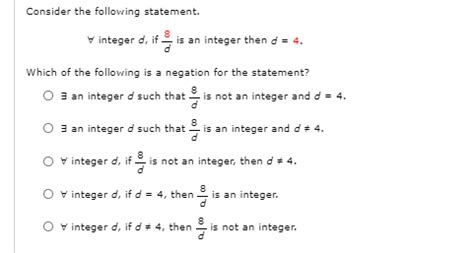 Solved Consider The Following Statement Integer D It Is An Chegg