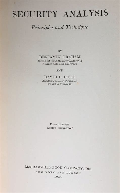 Security Analysis Principles And Techniques The First Edition Rare Books