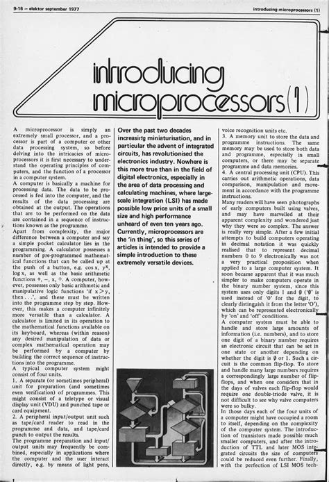 Introducing Microprocessors Elektor Magazine