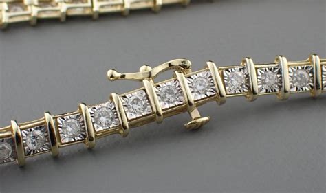 Lot Diamond And 14k Gold Tennis Bracelet
