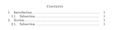 Table Of Contents How To Indent Subsection In Ams Toc Tex Latex