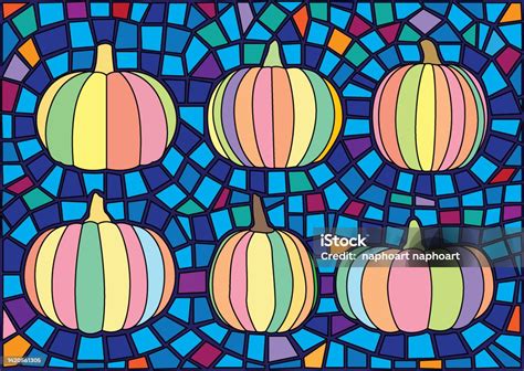 호박 과일 스테인드 글라스 모자이크 블러 디자인 및 패턴 배경 일러스트 레이 션 벡터 개념에 대한 스톡 벡터 아트 및 기타
