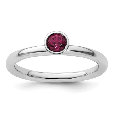 Sterling Silver Stackable High Profile 4mm Rhodolite Garnet Ring Qsk463