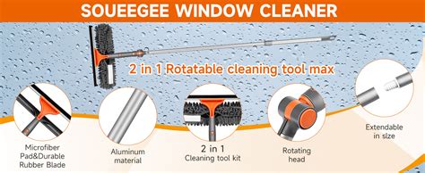 Chabatree Window Squeegee Cleaner Set 2 In 1 With Extendable Pole