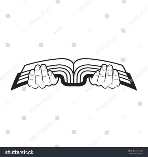 Two Hands Holding Book Black Outlinevector Stock Vector Royalty Free 720551269 Shutterstock