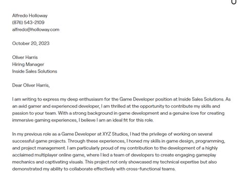 5 Game Developer Cover Letter Examples With In Depth Guidance