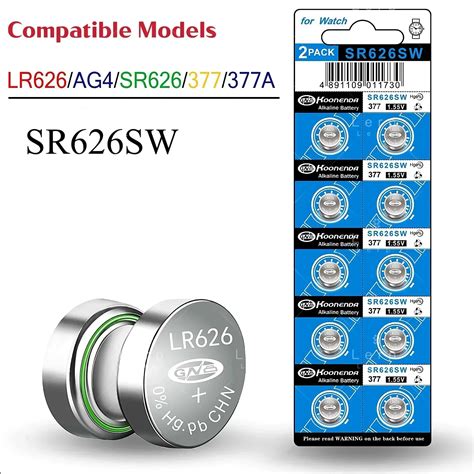 Оригинальная кнопочная батарея SR626SW, 377A/AG4/376/LR626/LR66 ...