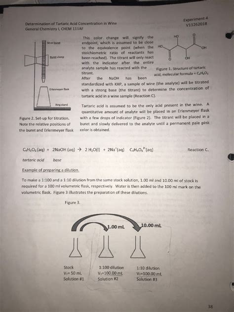 Solved Determination Of Tartaric Acid Concentration In Wine
