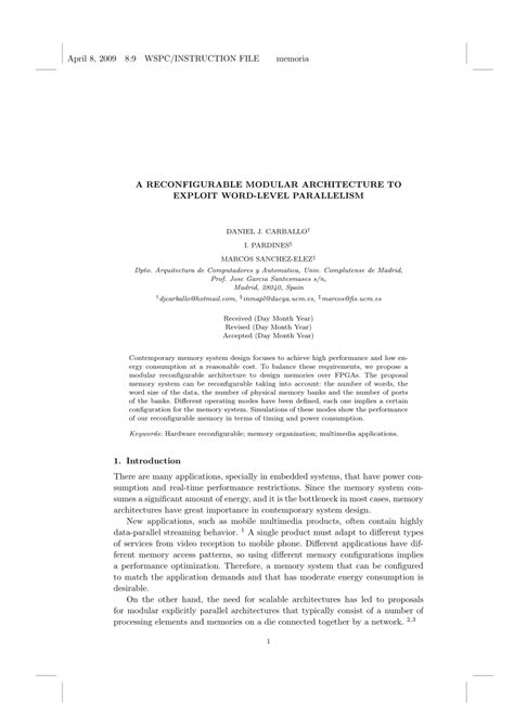 Pdf A Reconfigurable Modular Architecture To Exploit Word Level Parallelism