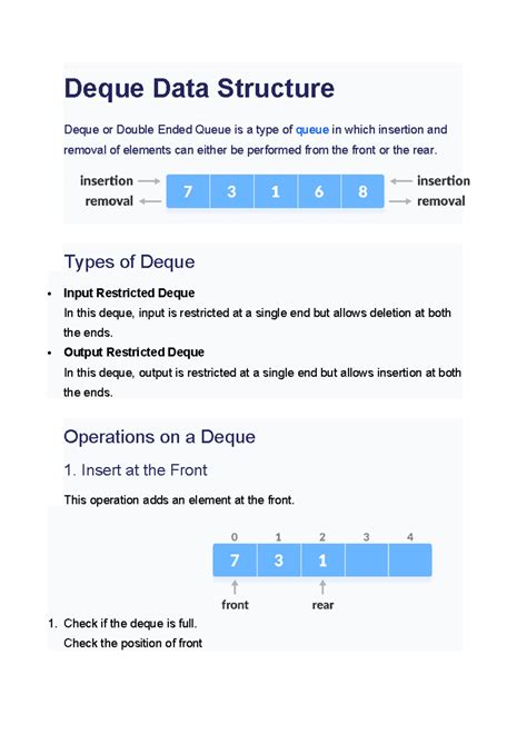 Deque Data Structure Cd3291 Notes Deque Data Structure Deque Or Double Ended Queue Is A Type