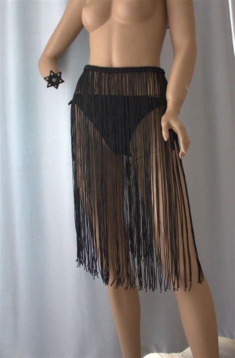 Women Maxi Skirt Sexy Macrame Rave Outfit Tassel Fringe Etsy