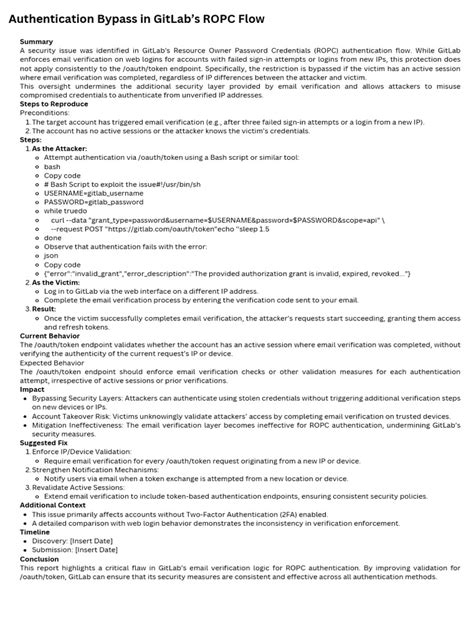 Authentication Bypass Via Csrf In Gitlab Pdf Authentication Login