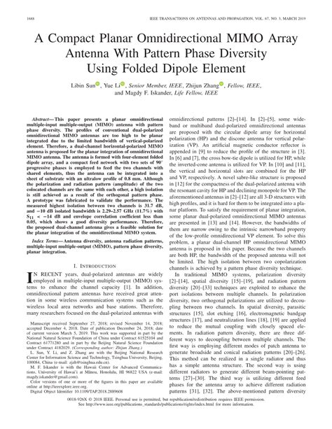 A Compact Planar Omnidirectional Mimo Array Antenna With Pattern Phase