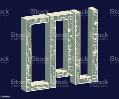 Nanotechnology Concept In Realistic Style Processor Central Processing