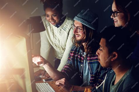 Premium Photo Computer Diversity Teamwork Or Night Team Programming