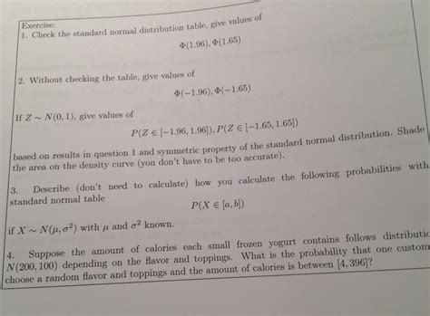 Solved Check The Standard Normal Distribution Table Give
