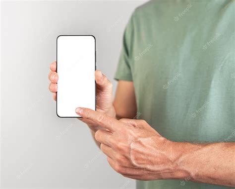 Premium Photo Forefinger Pressing Ok Button At Phone Mockup Man Using