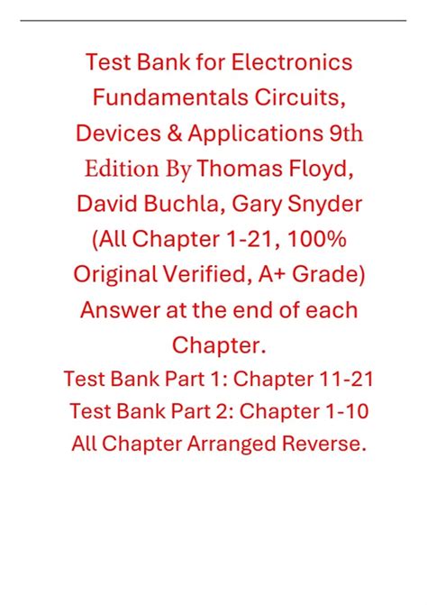 Electronics Fundamentals Circuits Devices And Applications 9th Edition By Thomas Floyd David