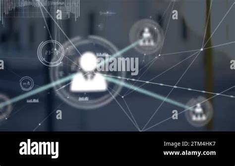 animation of people soundwaves graphs globe icons connecting with