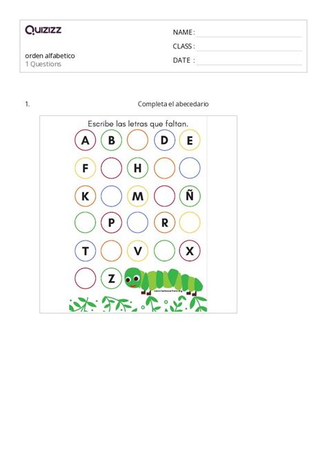 50 Orden Alfabetico Hojas De Trabajo Para Grado 1 En Quizizz Gratis E Imprimible