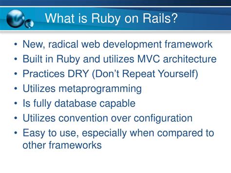 Ppt Ruby On Rails Powerpoint Presentation Free Download Id6225984