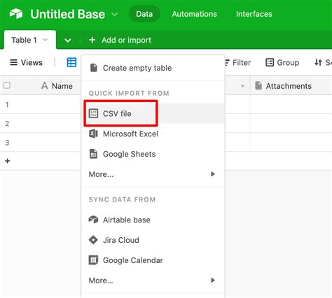 import csv file green botflo