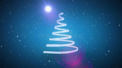 Animation Of Christmas Tree And Snow Falling On Blue Background Stock Video Video Of People