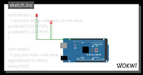 1 Gnd 2 Led Glow Wokwi Esp32 Stm32 Arduino Simulator
