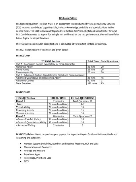 Tcs Paper Pattern Pdf Educational Technology Neuroscience