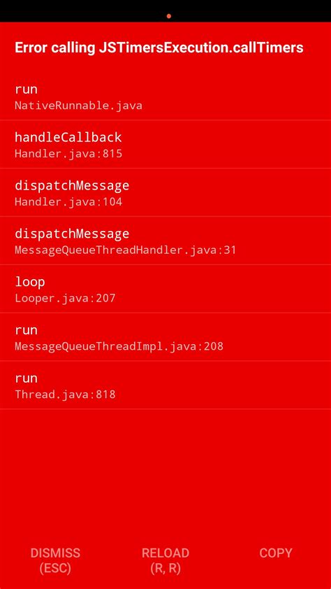 Android Error Calling Jstimersexecutioncalltimers In React Native Stack Overflow