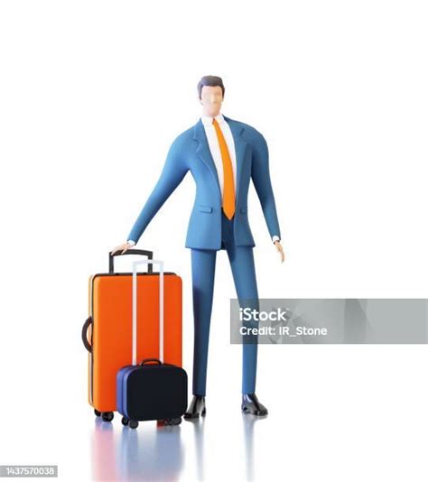 여행 가방을 든 성공적인 사업가 공항에서 수하물 산책 3d 렌더링 그림 가방에 대한 스톡 사진 및 기타 이미지 가방 개념 개념 기호 Istock
